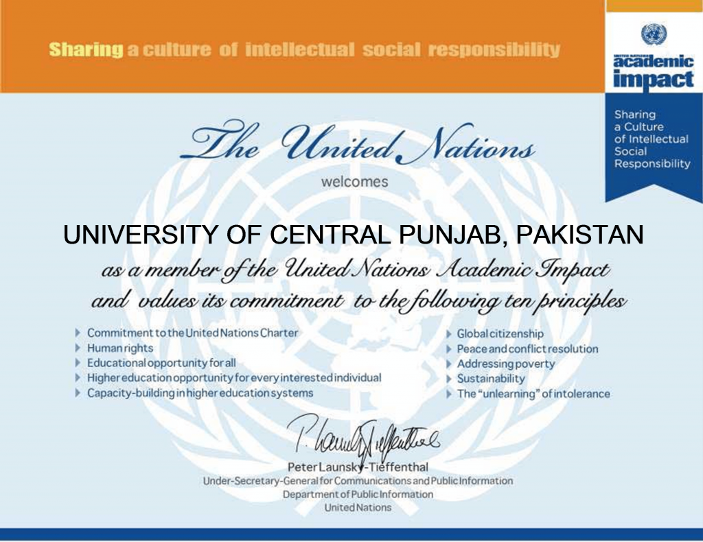 United Nations Academic Impact Membership | University of Central Punjab United Nations Academic Impact Membership | University of Central Punjab